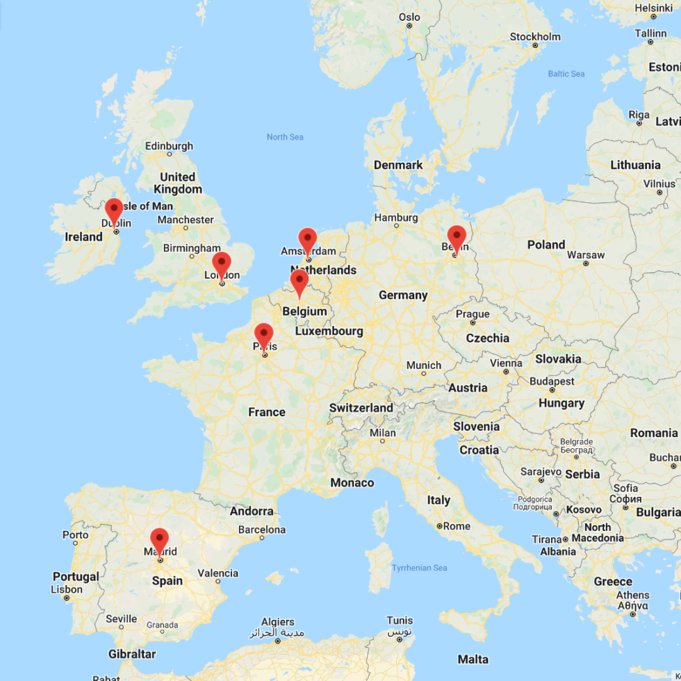 All our offices - EDPO - Brussels, London, Paris, Madrid, Berlin, Dublin